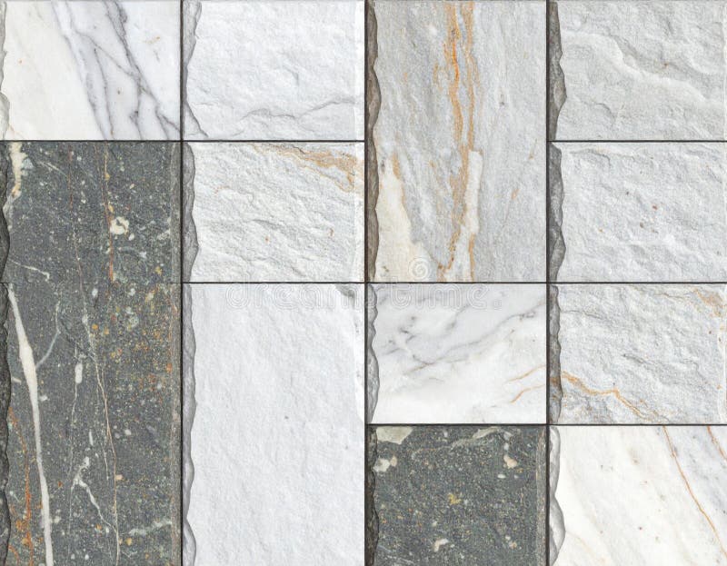 Detailed Gray Stone Tile Wall Facade with Rough Uneven Texture for ...