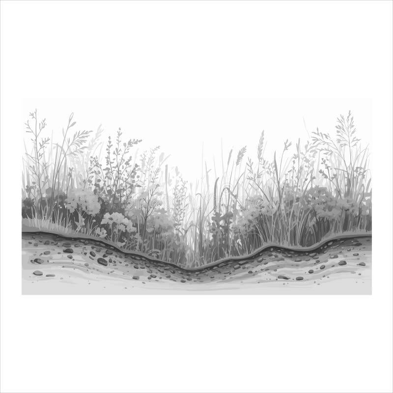 Eco Nature Landscape with Root Vegetation and Soil Profile Drawing ...