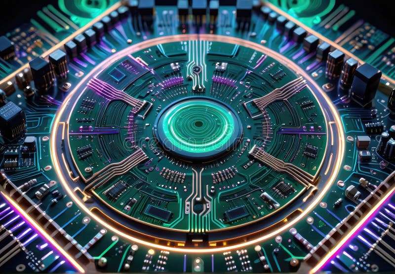 A Detailed Green Processor Unit Stock Illustration - Illustration of ...