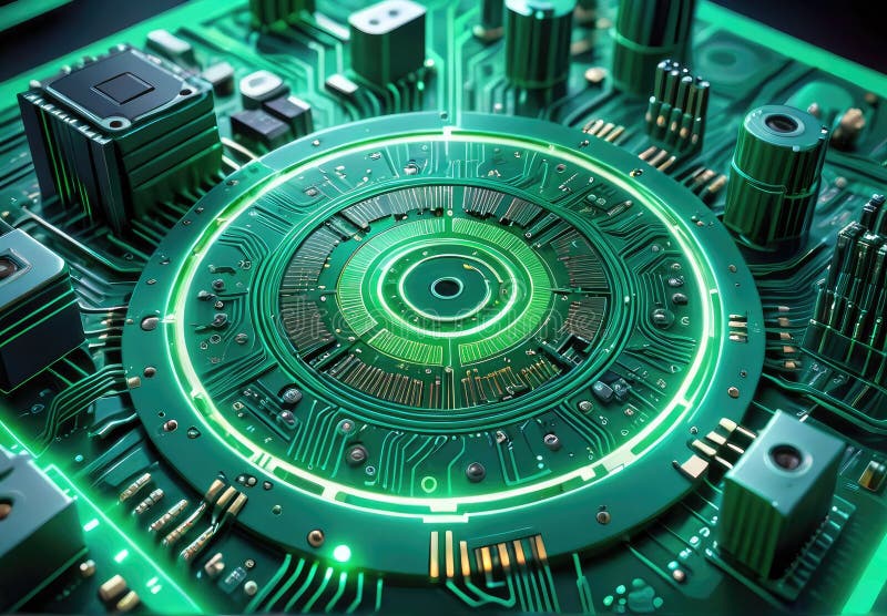 Detailed Green and Silver Circuit Board Stock Illustration ...