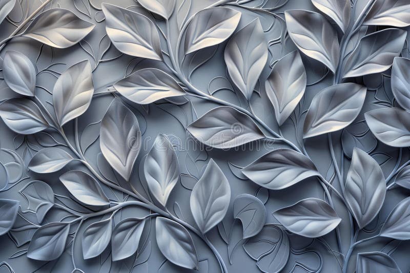 A Detailed Grey Pattern with Intricate Leaf and Vine Designs, Creating ...