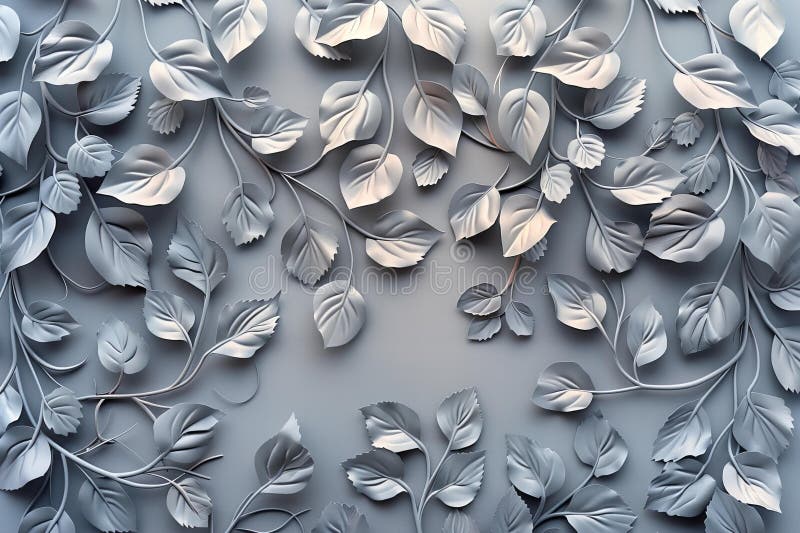 A Detailed Grey Pattern with Intricate Leaf and Vine Designs, Creating ...