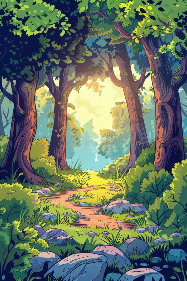 Detailed Hand-drawn Cartoon Background with Realistic Features. Stock ...