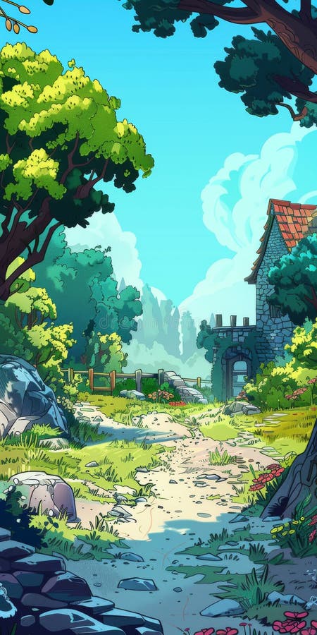 Detailed Hand-drawn Cartoon Background with Realistic Features. Stock ...