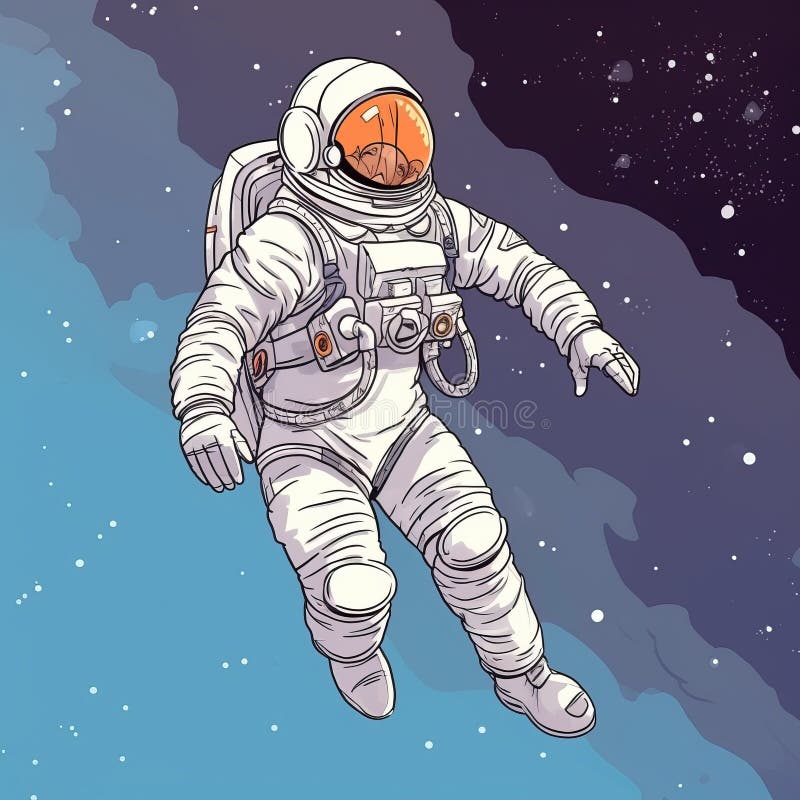 Realistic Astronaut in Space Illustration with Lunar Helmet and ...