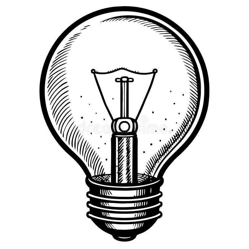 Detailed Hand-Drawn Light Bulb Illustration for Creative Projects and ...
