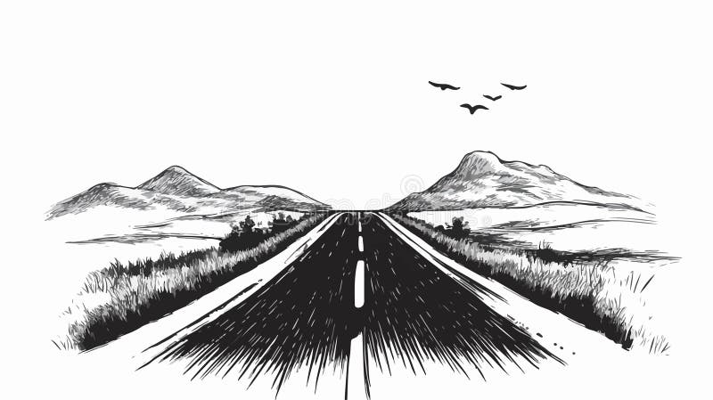 Detailed Hand-Drawn Road Drawing Vector Illustration Stock Vector ...