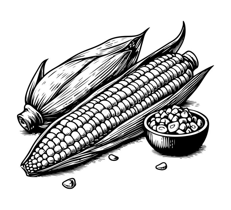 Corn Hand Drawn Vector Graphic Asset Vector Stock Vector - Illustration ...