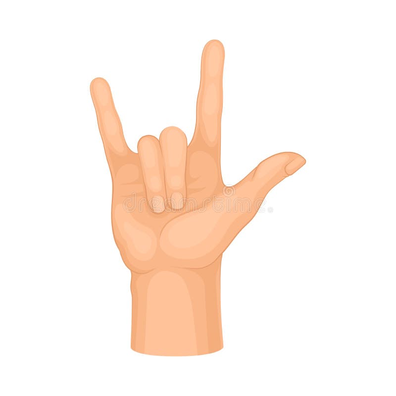 Detailed Hand Making Rock Gesture Isolated on White Background Vector ...