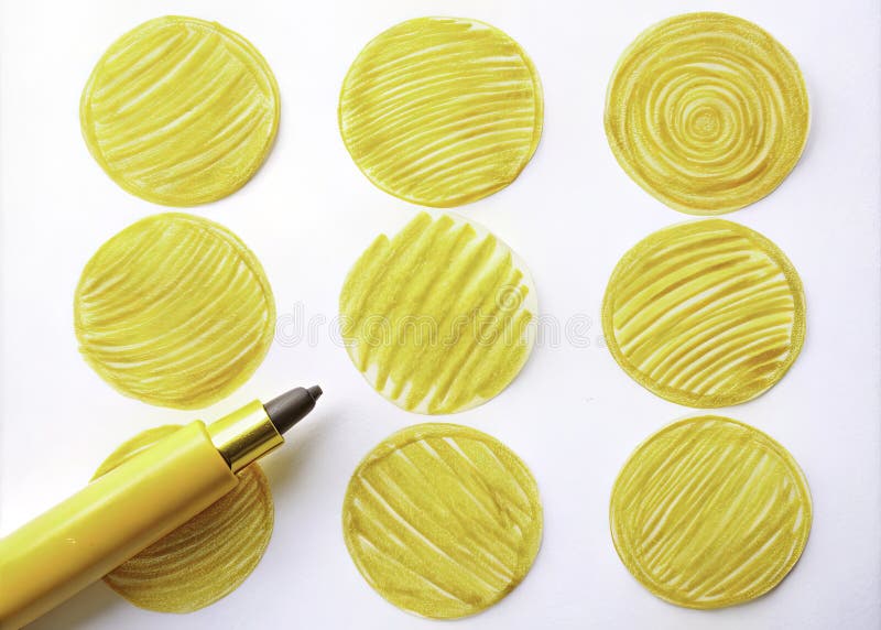 Detailed HandDrawn Yellow Circle Line Set Perfect for NoteTaking ...