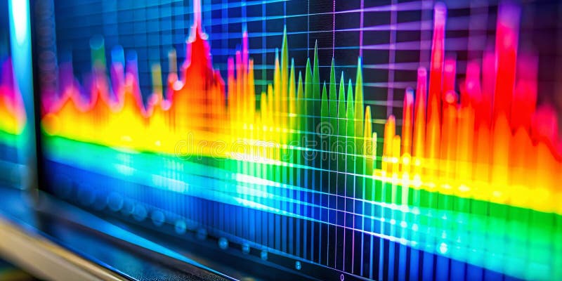 Detailed Handheld Spectrum Analyzer Display Closeup View of MHz and DB ...