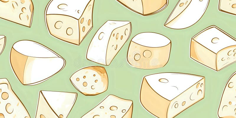 Detailed Harmonious Cheese Pattern Showcasing Textures on a Soft Green ...