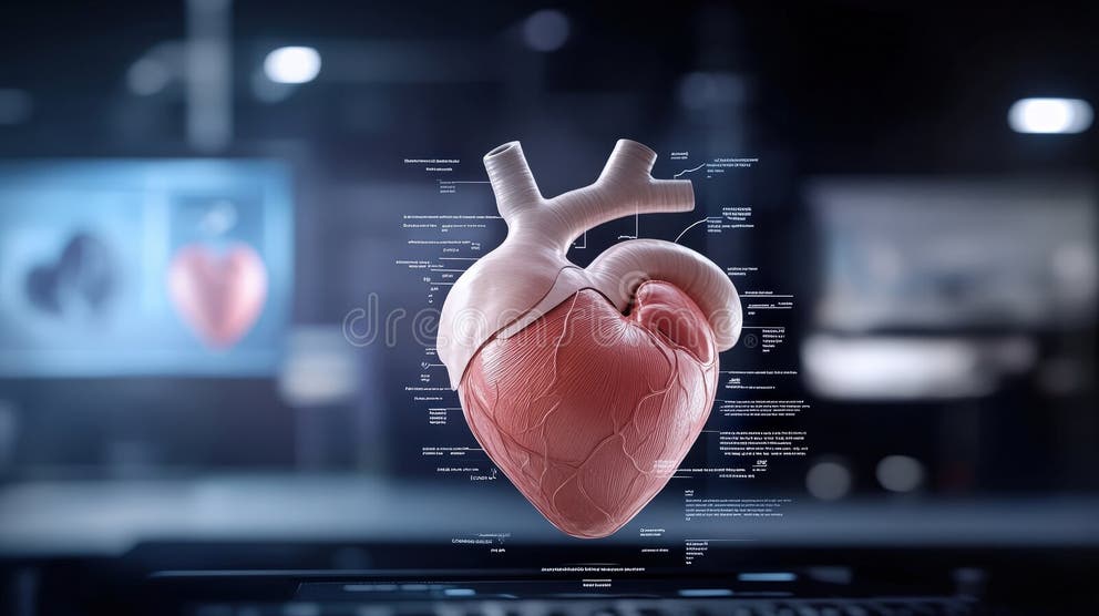 Detailed Heart Anatomy Model with Data Visualization Elements Stock ...