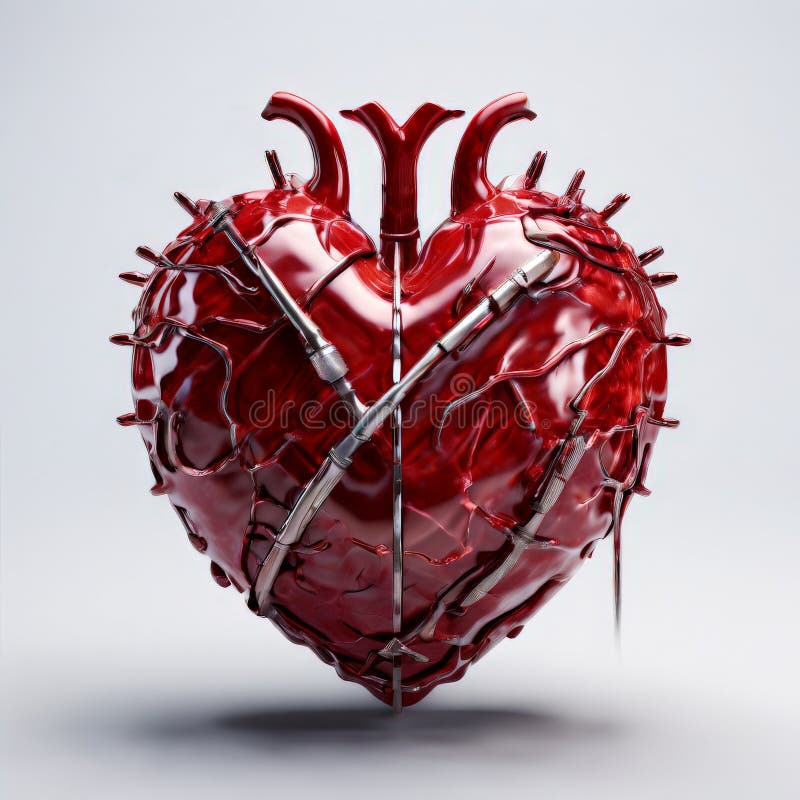 Detailed Heart Sculpture with Metallic Elements Stock Photo - Image of ...