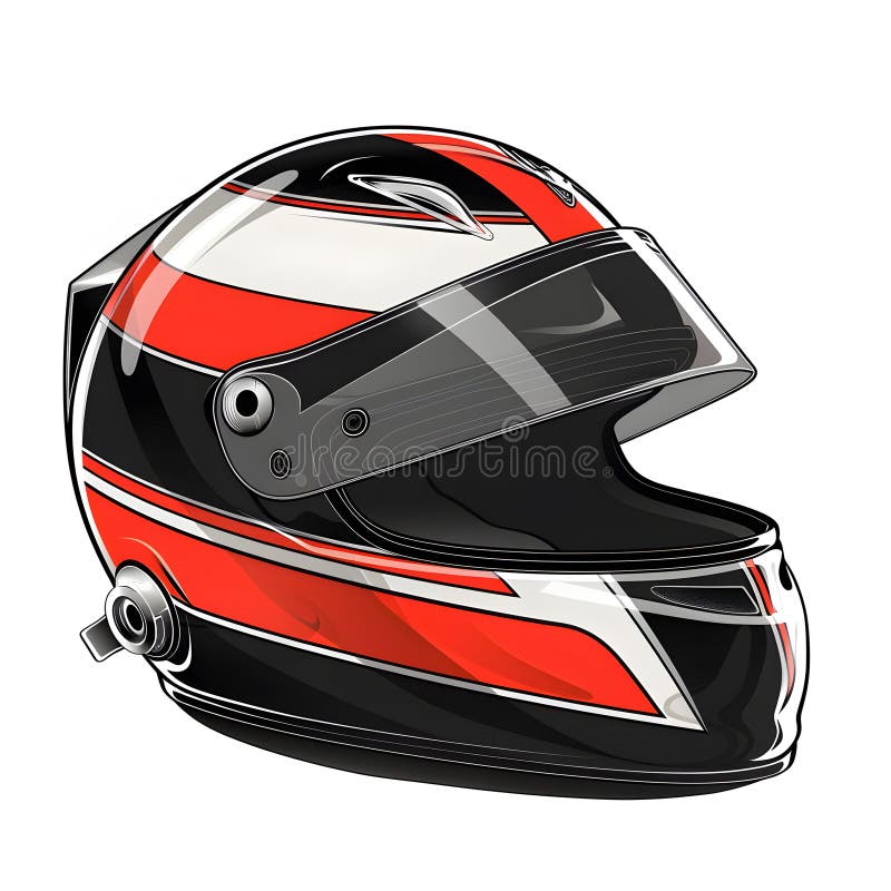 Stylized Racing Helmet with Black, Red, and White Design Stock ...