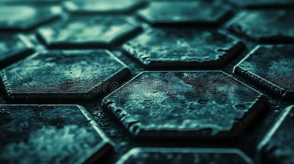 Detailed Hex Grid Texture Background Featuring Shaded Blue Hexagonal Tiles in 3D Perspective ...