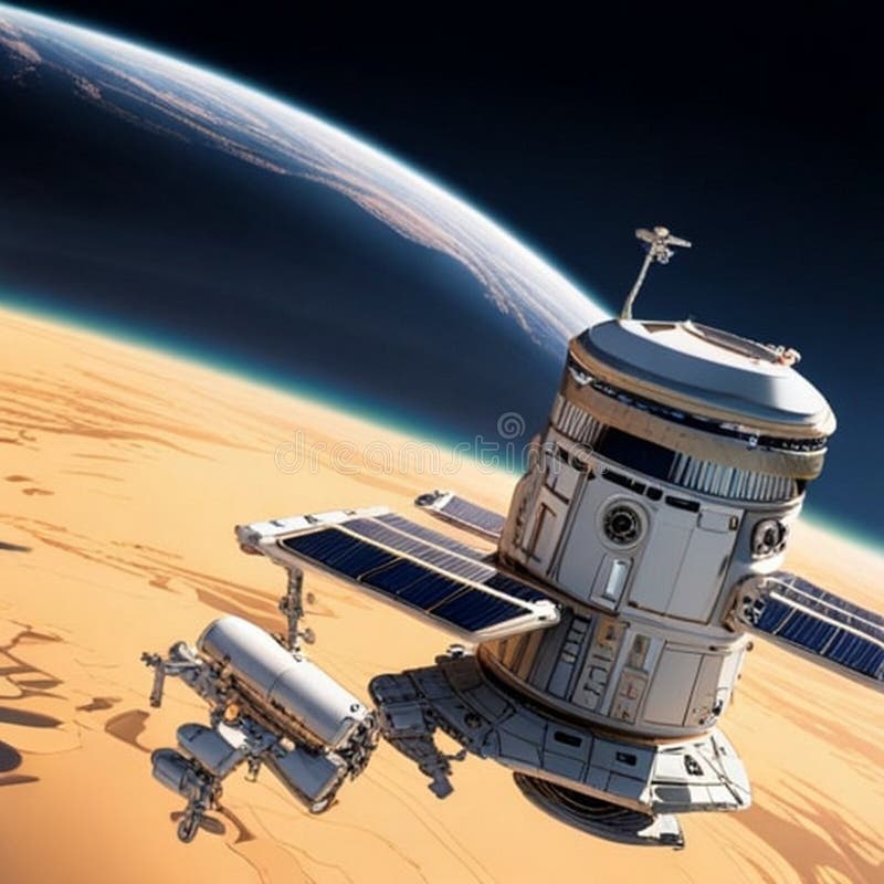 A Space Station, with Spaceships Coming and Going, Futuristic, High ...