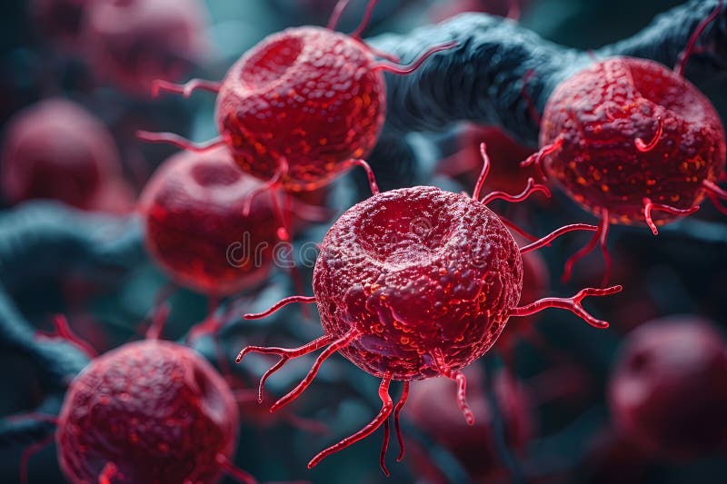 Microscopic Close-Up of Red Blood Cells in Vascular Network for Medical ...