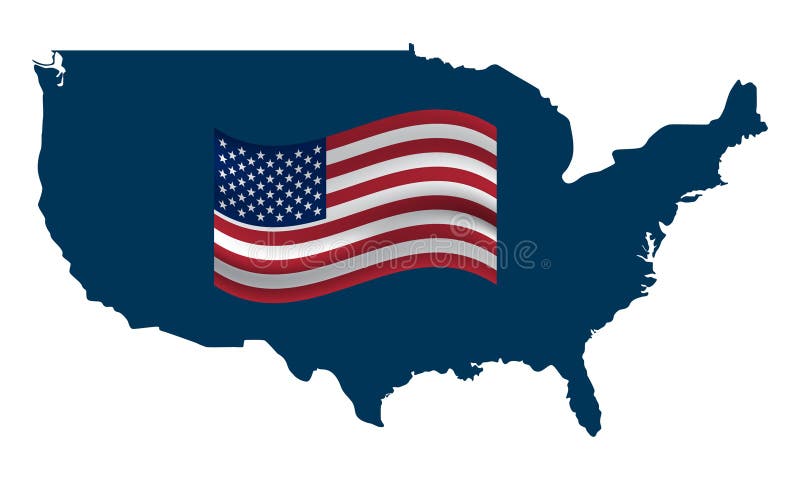 Detailed and High Resolution Vector USA Map with Realistic USA Flag on ...