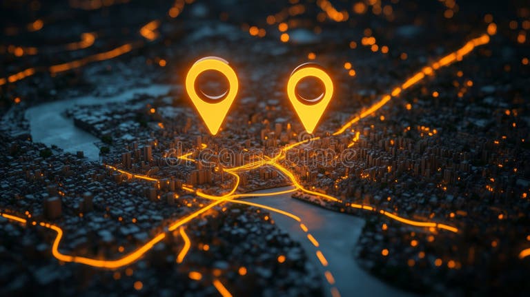 A Detailed, High-tech GPS Navigation Map Displaying an Extensive Street ...