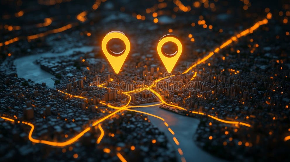 A Detailed, High-tech GPS Navigation Map Displaying an Extensive Street ...