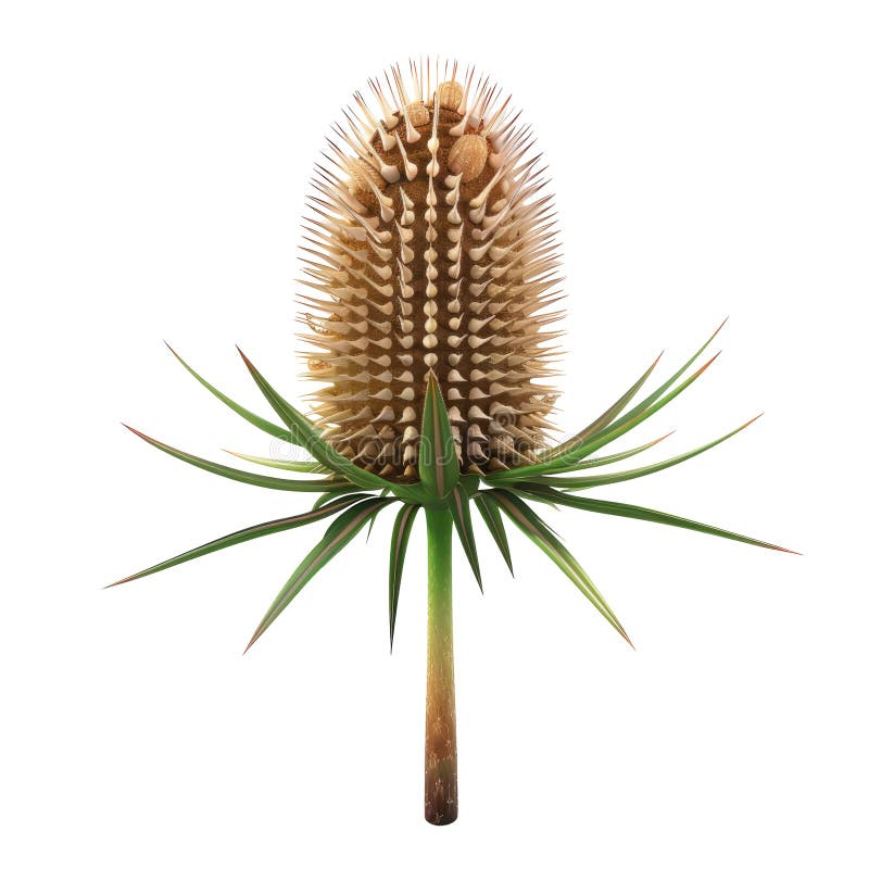 Dried Teasel Flower Head on White Background Stock Illustration ...