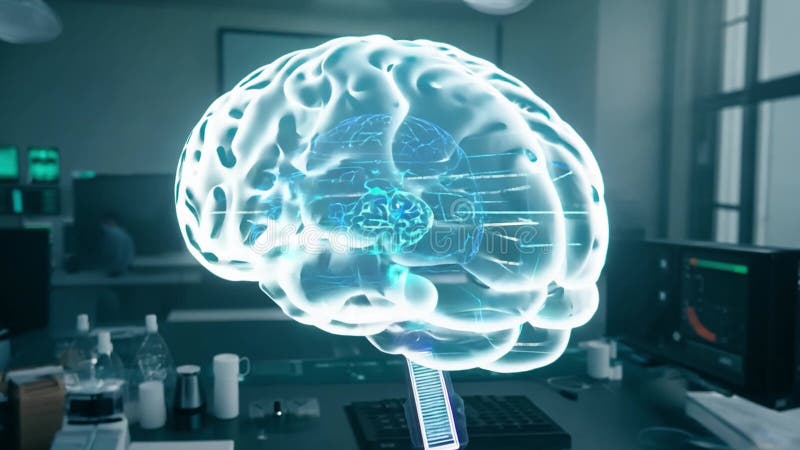 Advanced Human Brain Hologram Projected in Modern Laboratory during ...