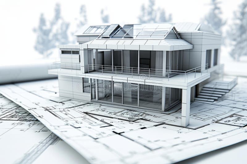 Detailed House Blueprint 3d Plan. Generate Ai Stock Illustration ...