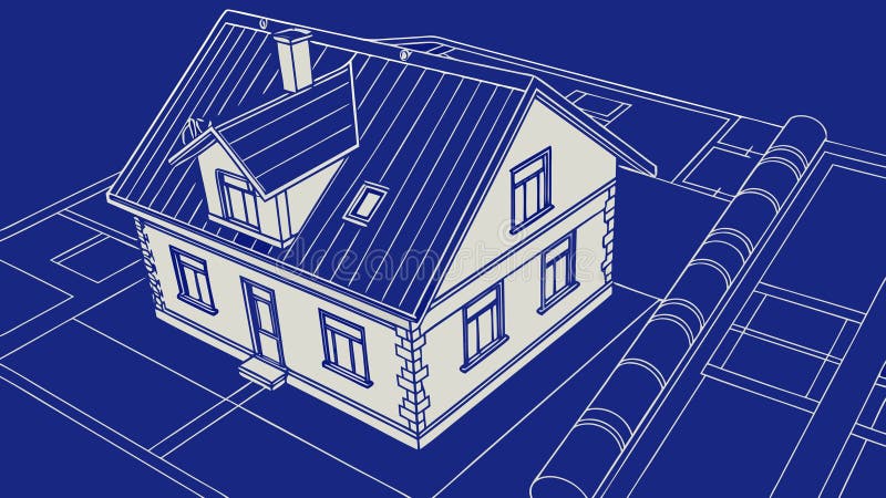 Detailed House Design on Blueprint, Visualizing Architectural Plans. Vector Design Generative AI ...