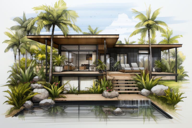 Detailed House Plan Featuring Modern Design Elements and Functional ...