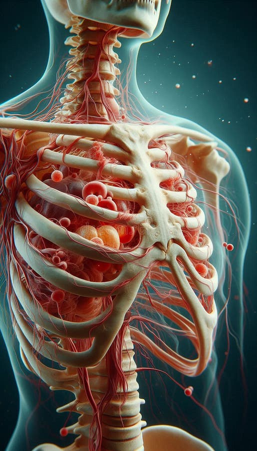 Detailed Human Anatomy with Blood Vessels and Organs Stock Illustration ...