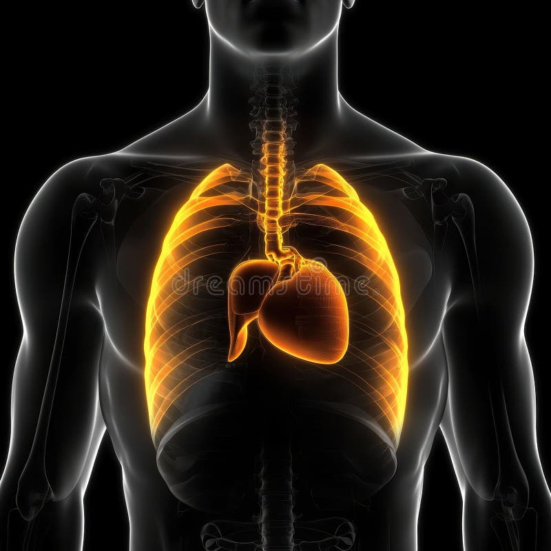 Detailed Human Anatomy Illustration of Lungs and Respiratory System ...