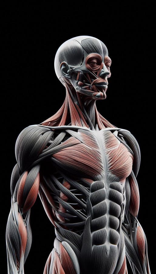 Detailed Human Anatomy Model in Dynamic Pose Stock Illustration ...