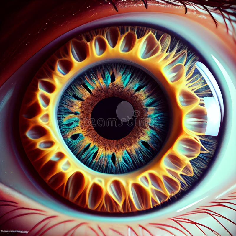 Detailed Human Eye Look from the Microscope. Stock Illustration ...