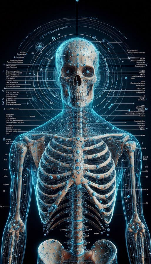 Detailed Human Skeleton with Data Visualization Stock Illustration ...