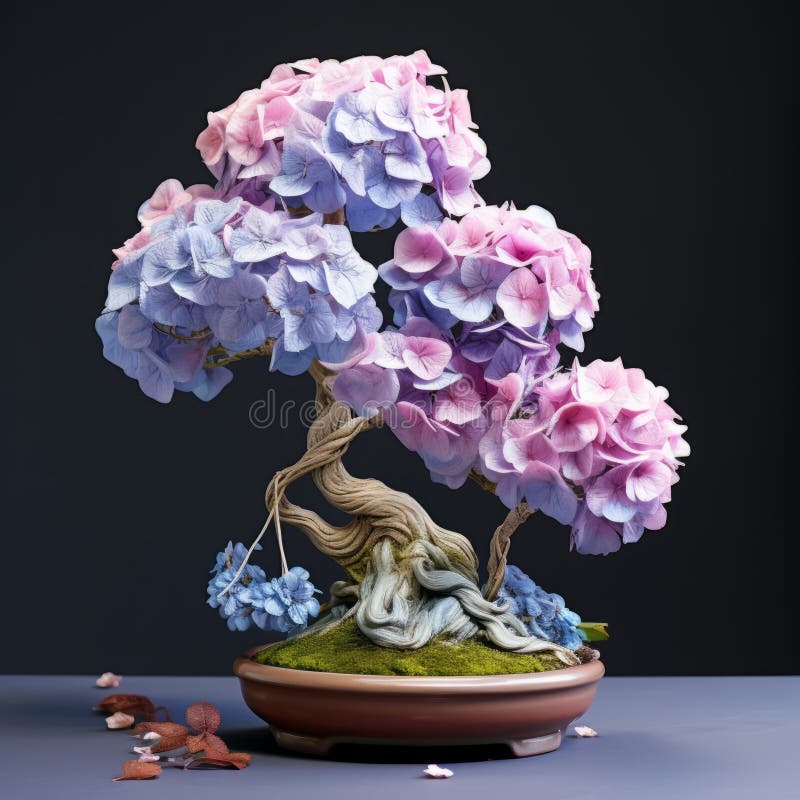 Detailed Hydrangea Bonsai Tree with Zbrush Style and Classic Still Life ...