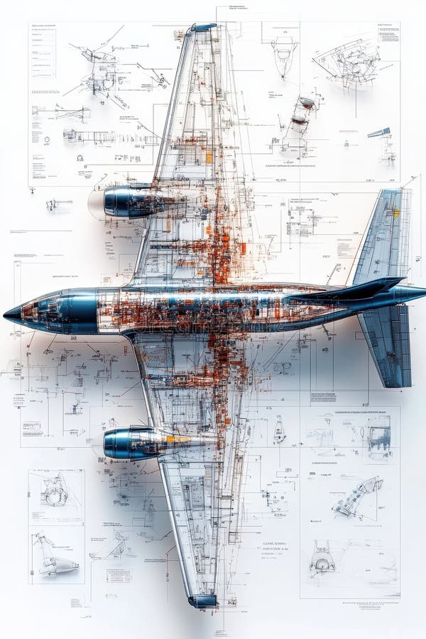 Detailed Illustration of an Aircraft Showcasing Internal Components ...