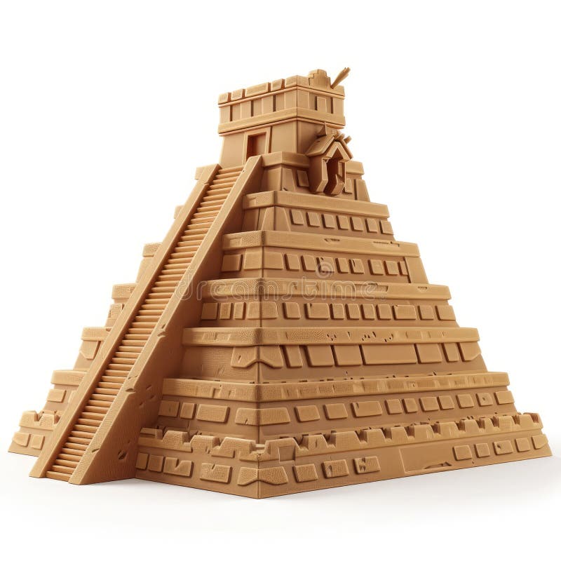 Ancient Mayan Pyramid Model, 3D Render, Detailed Architecture Stock ...