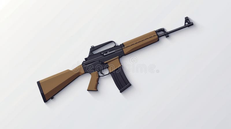 High-angle View of a Modern Assault Rifle on a White Background Stock ...