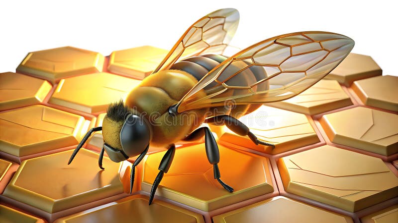 Bee on Honeycomb Pattern, Insect Illustration, Nature Structure Art Png ...