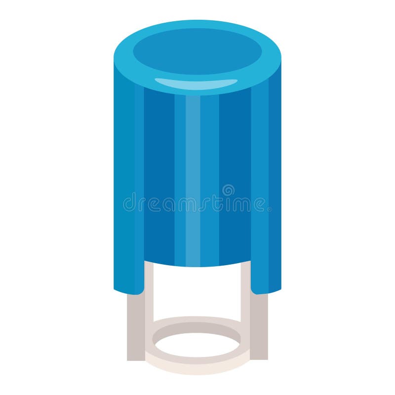 Detailed Illustration of a Blue Electronic Capacitor in Isometric View ...