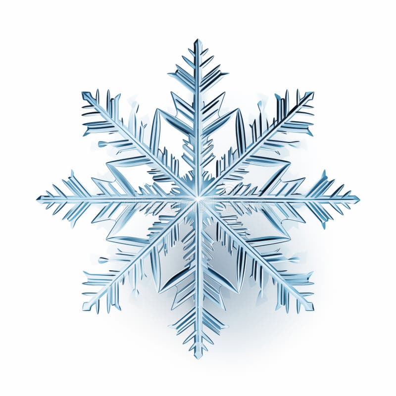 Detailed Illustration of a Blue Ice Crystal Snowflake Isolated on White ...