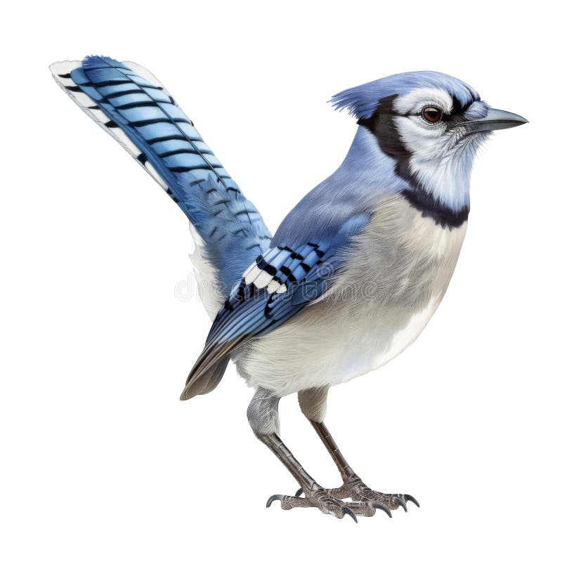 Detailed Illustration of a Blue Jay with Its Tail Spread Stock Photo ...