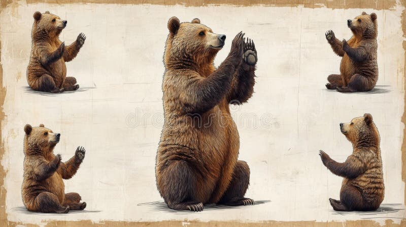 Brown Bear Sitting and Clapping Generative AI Stock Illustration ...