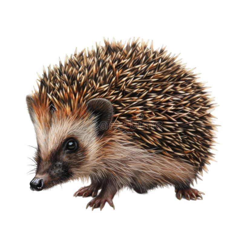 A Detailed Illustration of a Brown Hedgehog with Sharp Spines Stock ...