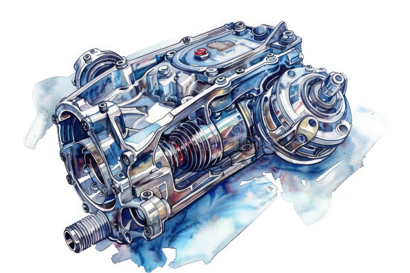 A Detailed Illustration of a Car Engine on a White Background, Suitable ...