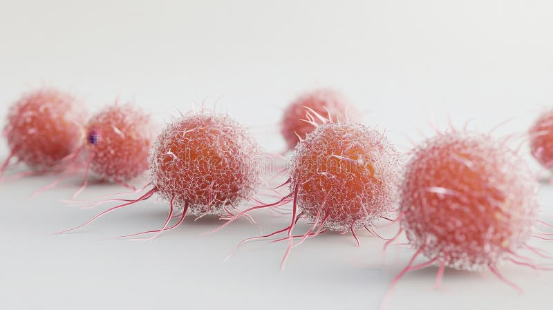 Detailed Illustration of a Cluster of Cancer Cells Viewed Under a ...