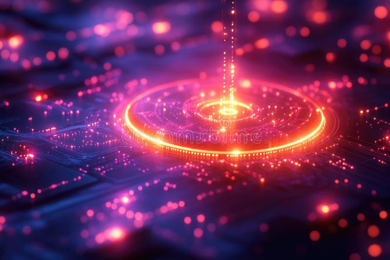 A Detailed Illustration of a Computer Circuit Surrounded by Glowing ...