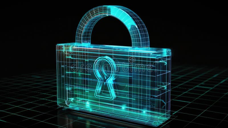 A Detailed Illustration of a 3D Lock with a Key Inserted, Perfect for ...