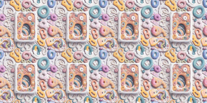 Detailed Illustration Doughnut Rectangle Frame Intricated Details White Background Seamless ...